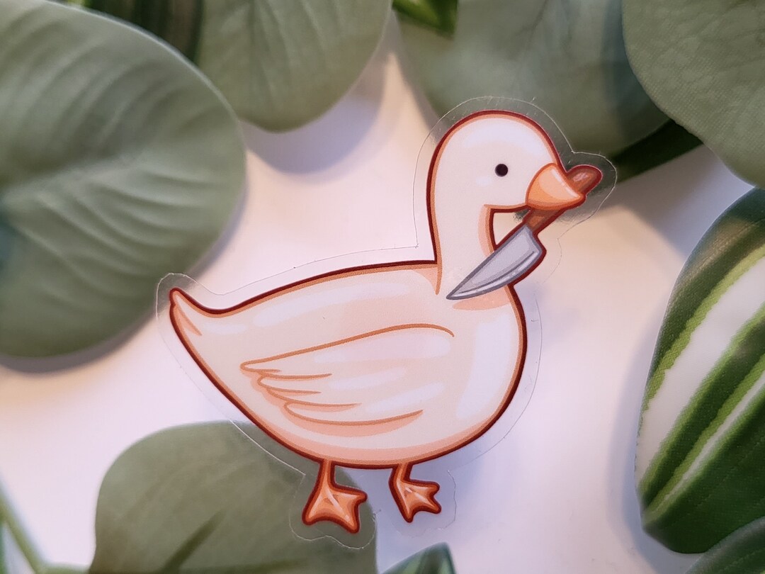 Cute Evil Goose With Knife Sticker Goose Clear Vinyl Sticker - Etsy