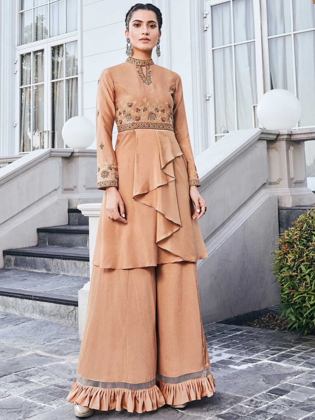 Indian Kurti Peach Kurti With Plazzo Indian Suit Bollywood - Etsy