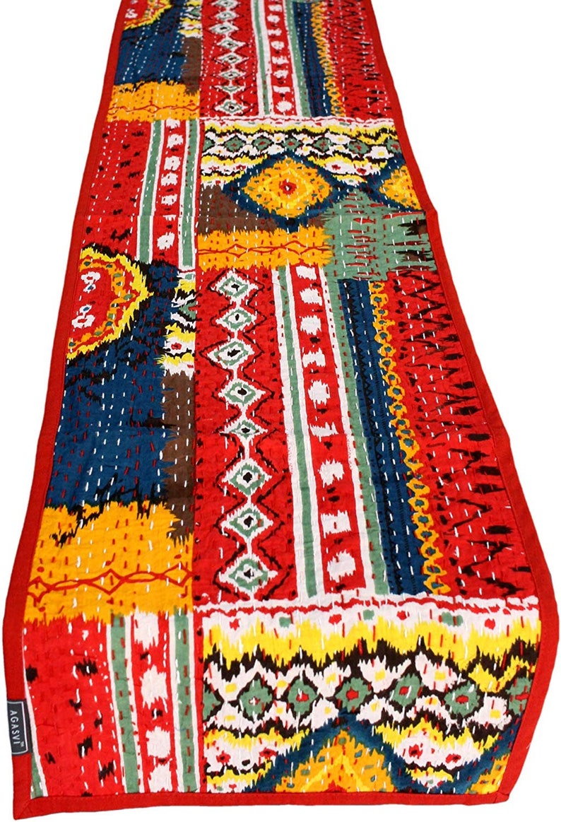 Kantha Embroidery Vintage Table Cloth Indian Table Runner - Etsy