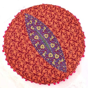1 Pc Cotton Mandala Printed Round Floor Pillow Round Floor - Etsy