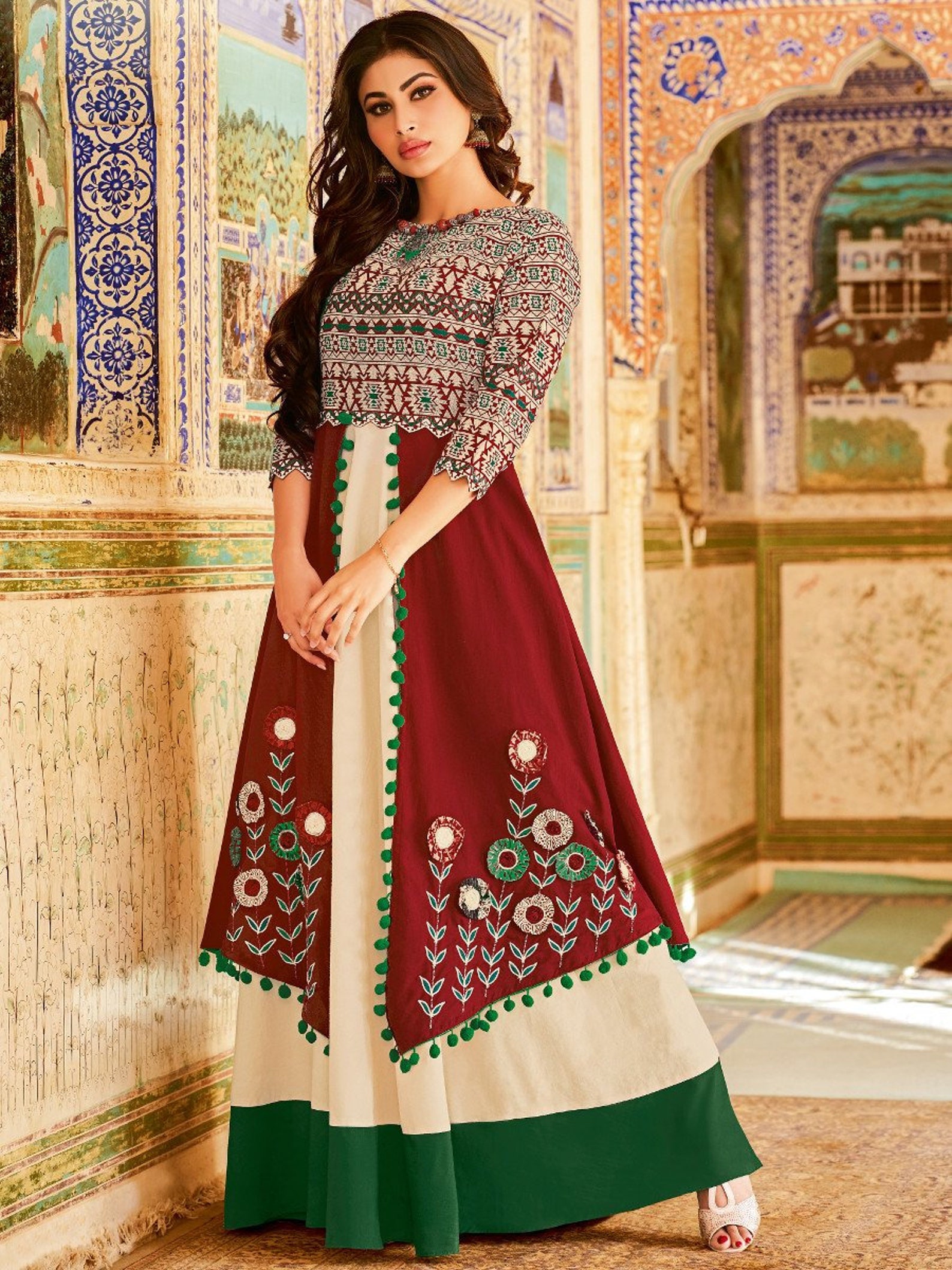 Indian Kurti Maroon Printed Kurti Indian Suit Bollywood - Etsy