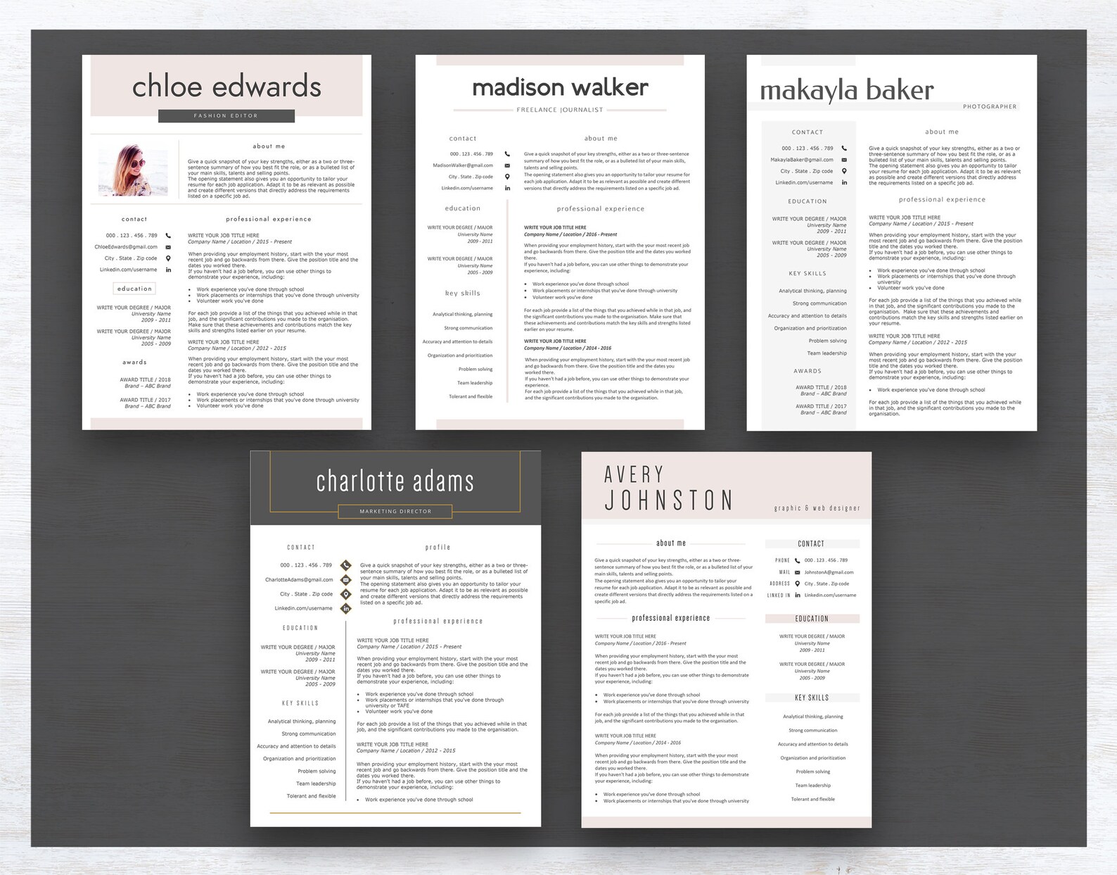 Resume Template Bundle Resume Template Word Resume Template - Etsy