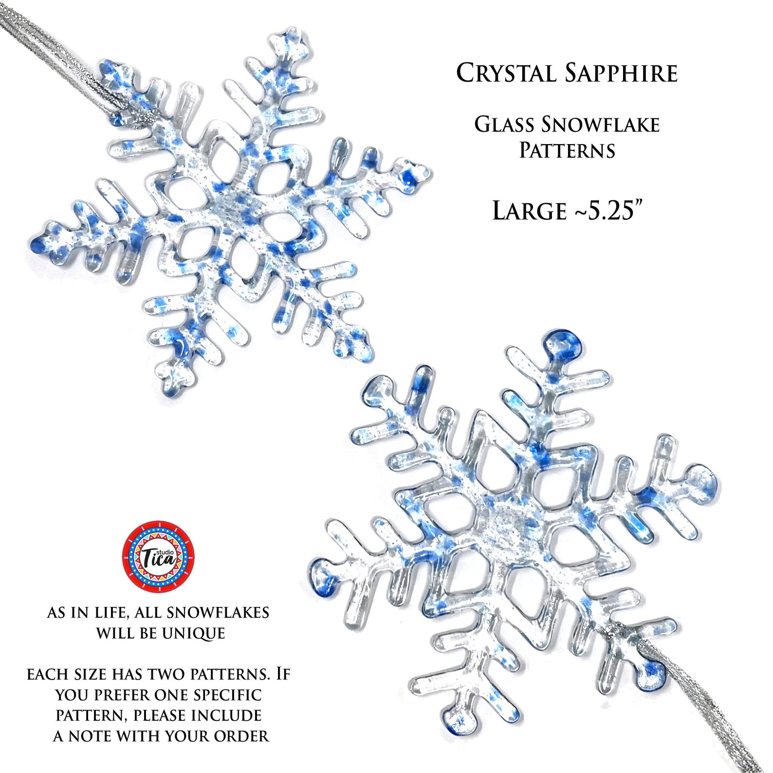 Handmade Glass Snowflake: Sapphire Crystal - Winter Christmas Holiday ...