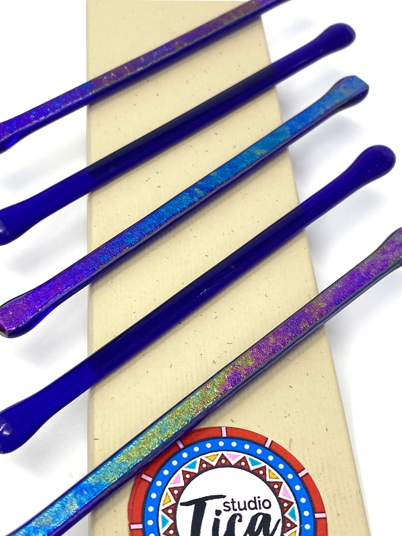 StudioTica Midnight Fire Handmade Glass Swizzle Sticks | Etsy