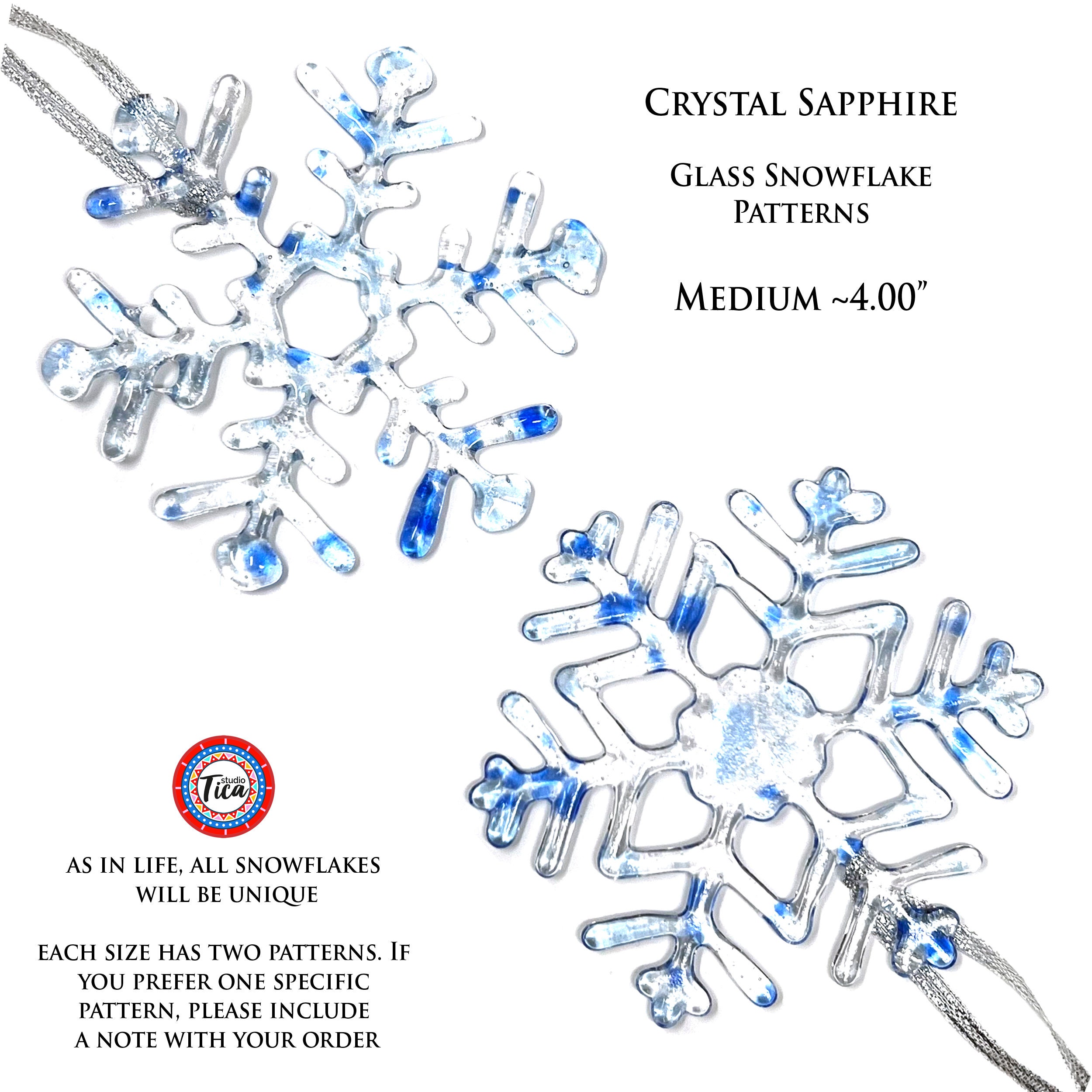 Handmade Glass Snowflake: Sapphire Crystal - Winter Christmas Holiday ...