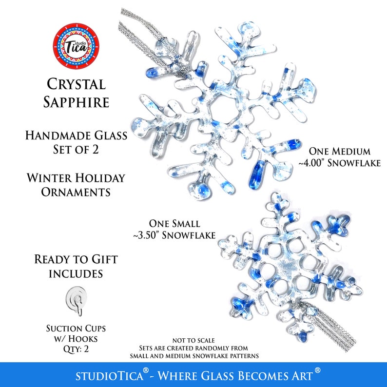 Handmade Glass Snowflake: Sapphire Crystal - Winter Christmas Holiday ...