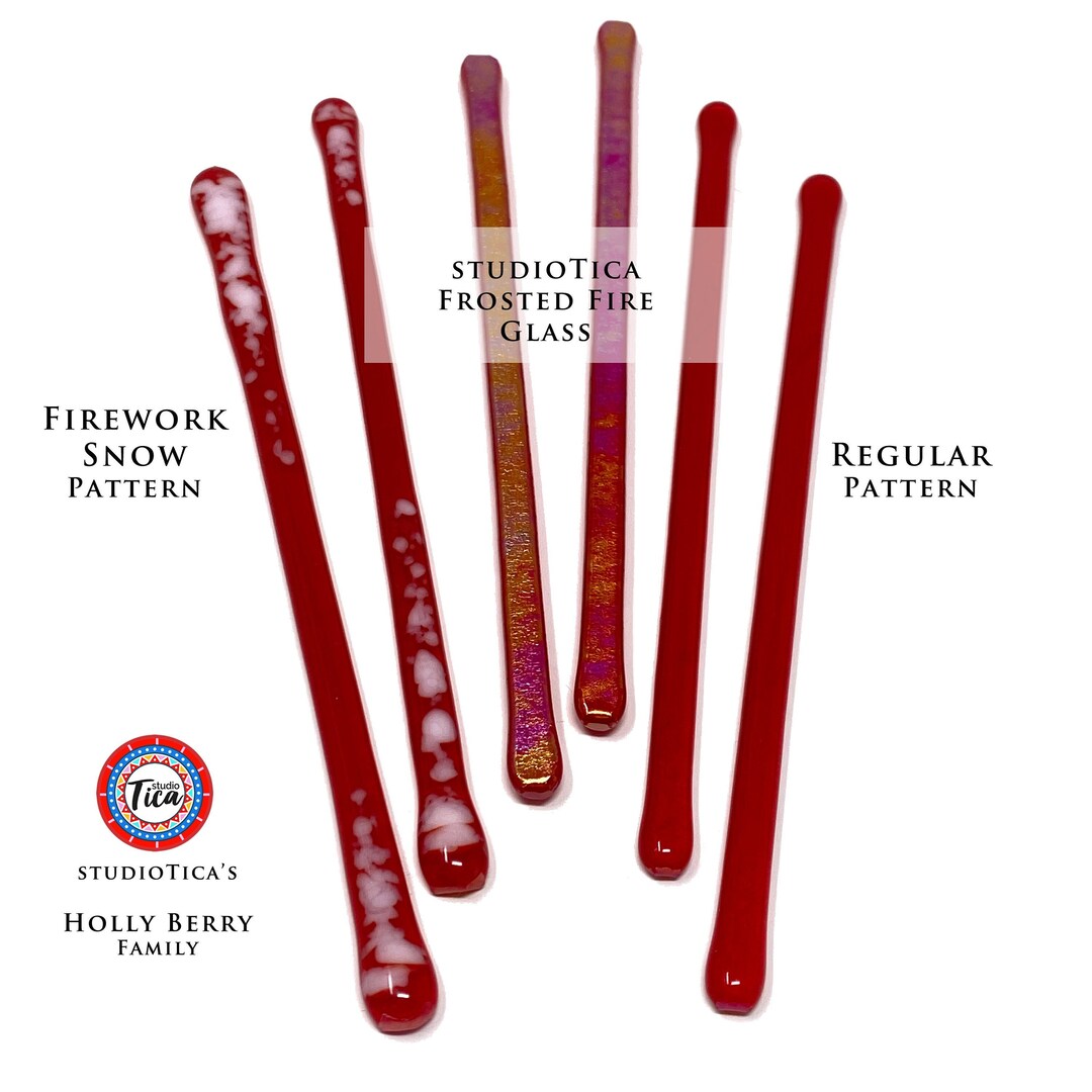 Studiotica Holly Berry Fire -- Handmade Glass Swizzle Stirring Sticks ...