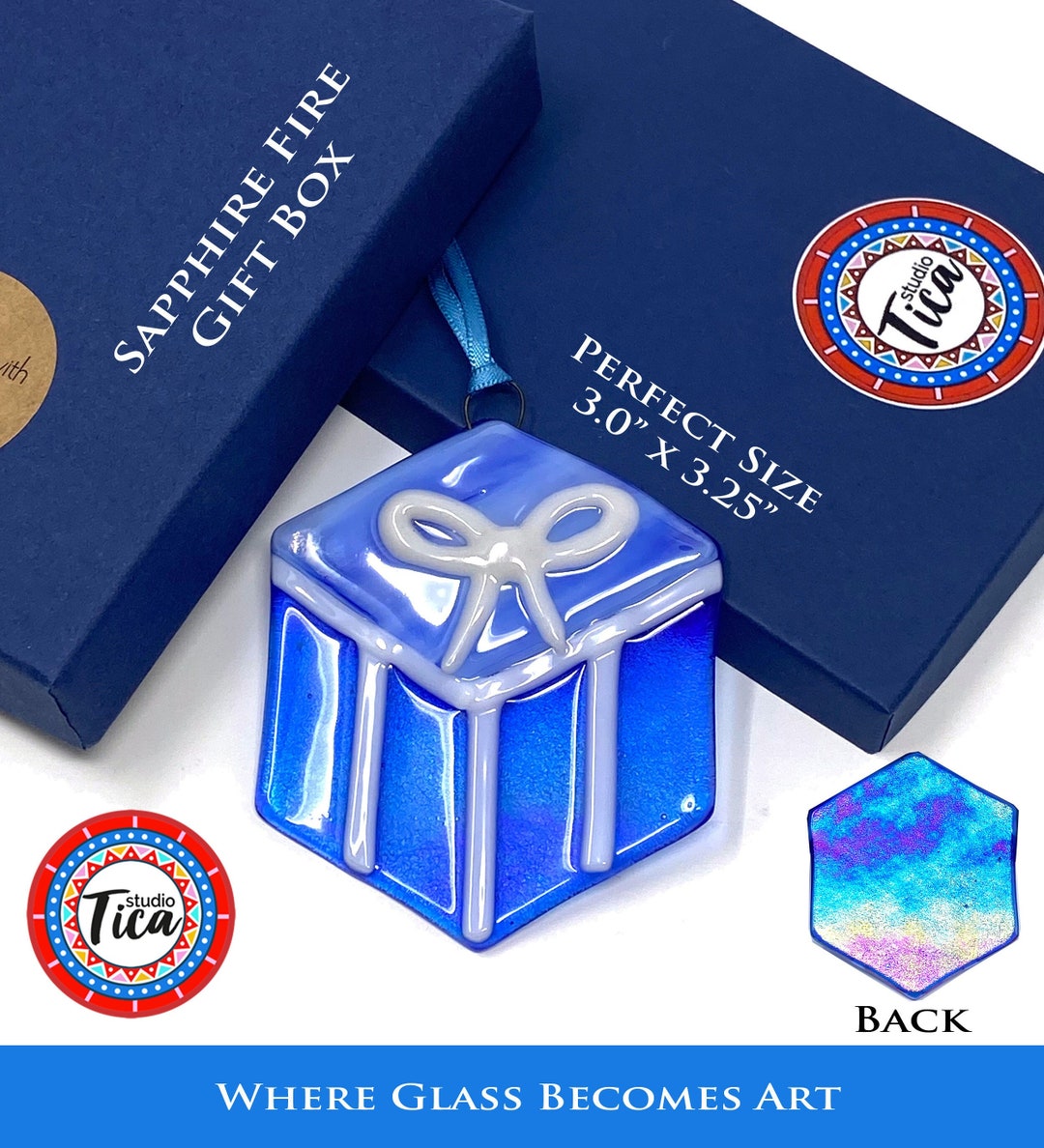 Studiotica Sapphire Fire Gift Box a Handmade Christmas Ornament Unique ...
