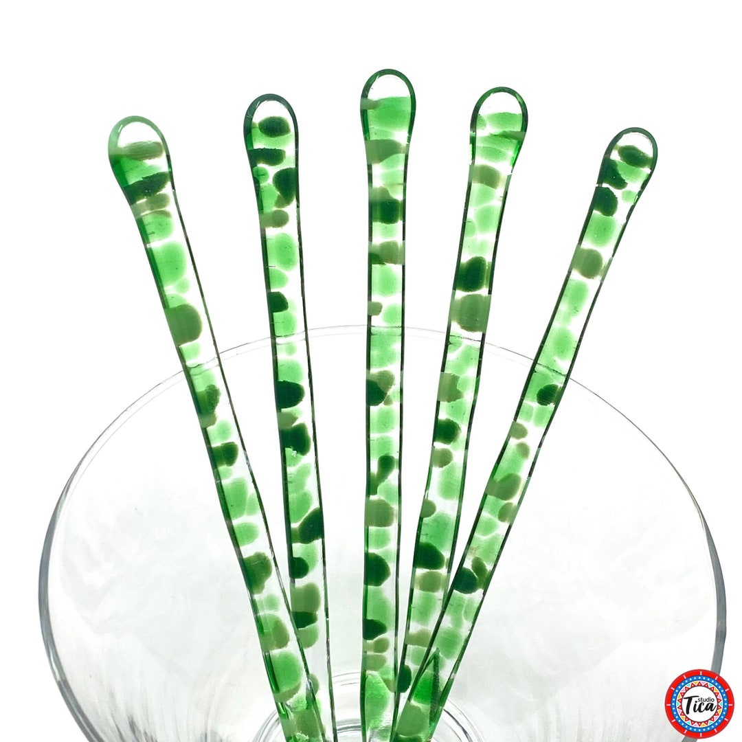 Handmade Glass Swizzle Sticks: Rainforest Green - Cocktail Coffee ...