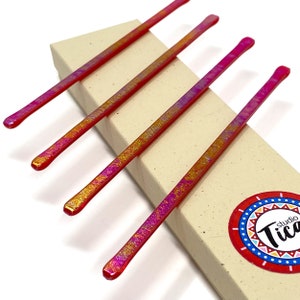 Studiotica Holly Berry Fire Handmade Glass Swizzle Stirring Sticks ...