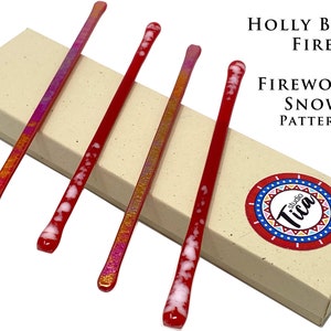 Studiotica Holly Berry Fire Handmade Glass Swizzle Stirring Sticks ...