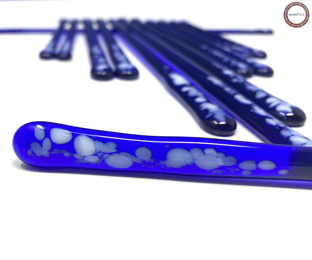 Studiotica Deep Blue - Handmade Glass Swizzle Stirring Sticks + Extra ...