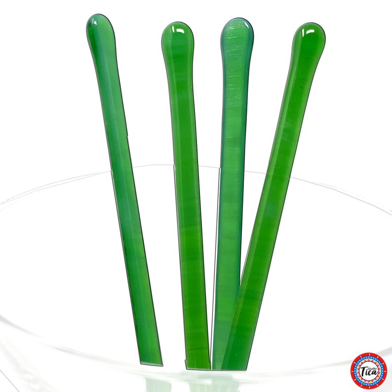 Studiotica Monstera Green Handmade Glass Swizzle Sticks | Etsy