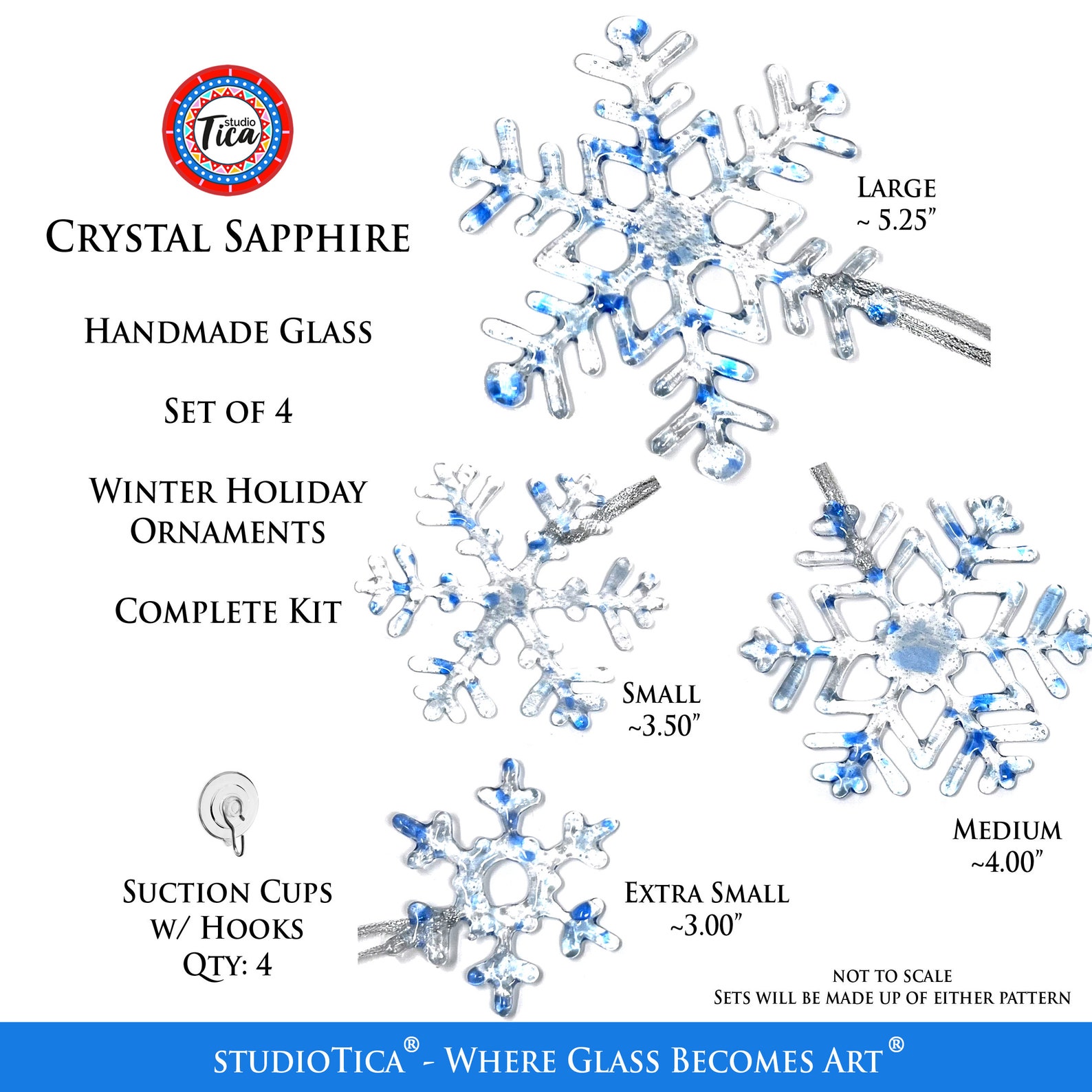 Handmade Glass Snowflake: Sapphire Crystal - Winter Christmas Holiday ...