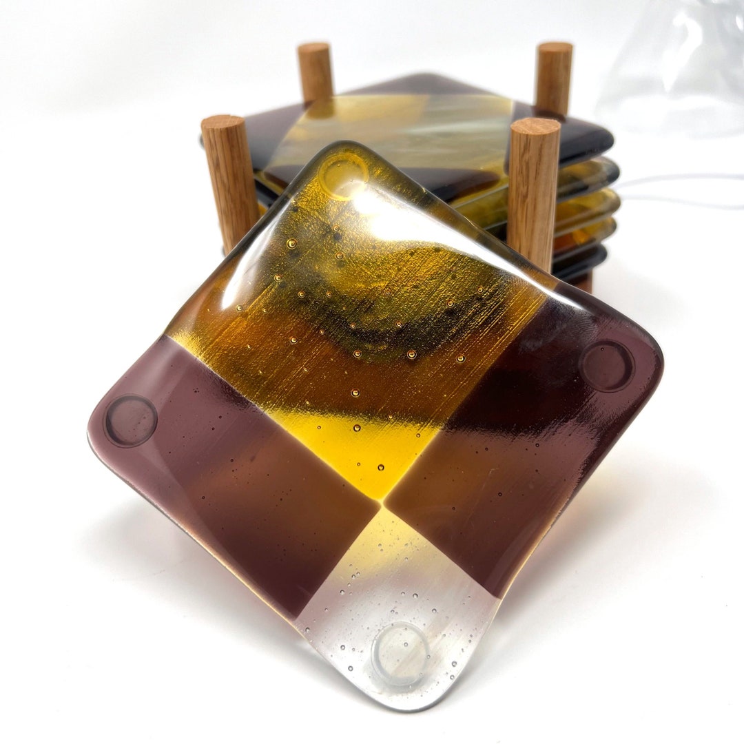 Handmade Glass Coaster: Burgundy Gold - Royal Crown - Single Sets ...