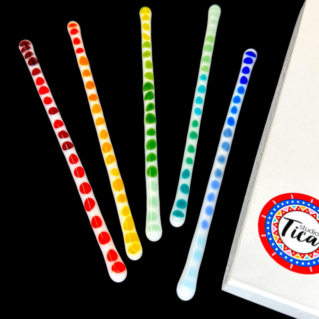Handmade Glass Swizzle Sticks: Colorburst Collection - Cocktail Coffee ...