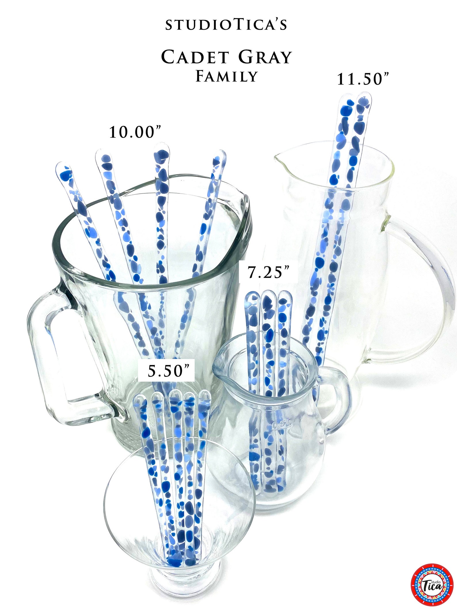 Studiotica Cadet Gray - Handmade Glass Swizzle Sticks - Coffee Java ...