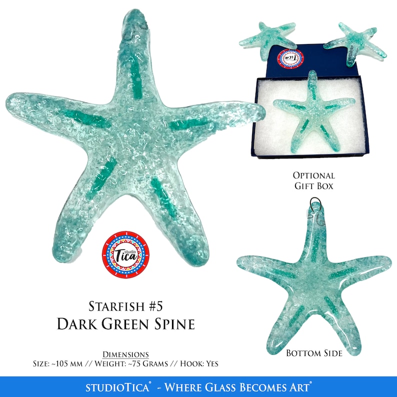 Handmade Glass Starfish Ornament: Emeralds - Coastal Beach and Nautical ...