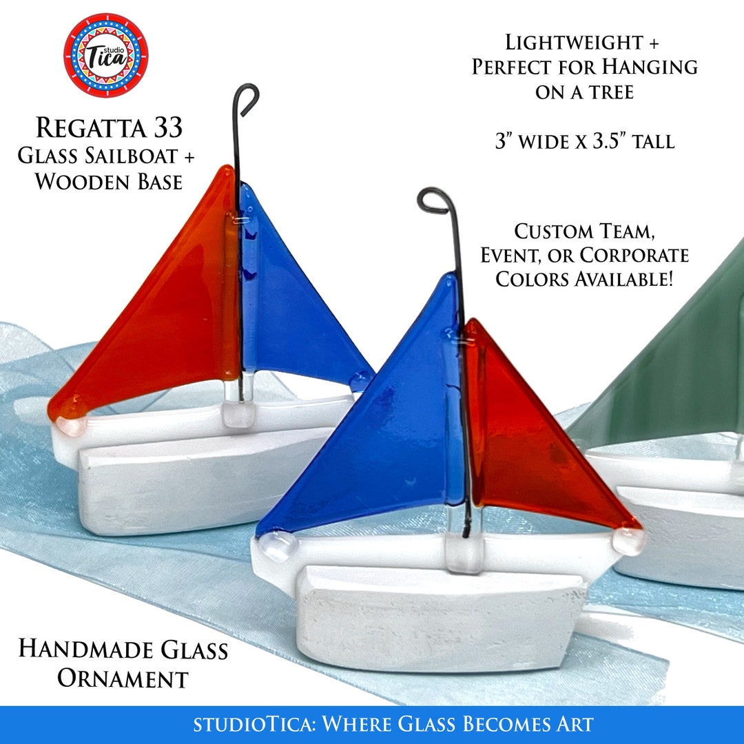 Studiotica's Regatta 33 Sailboat. Handmade Glass Christmas Ornament ...