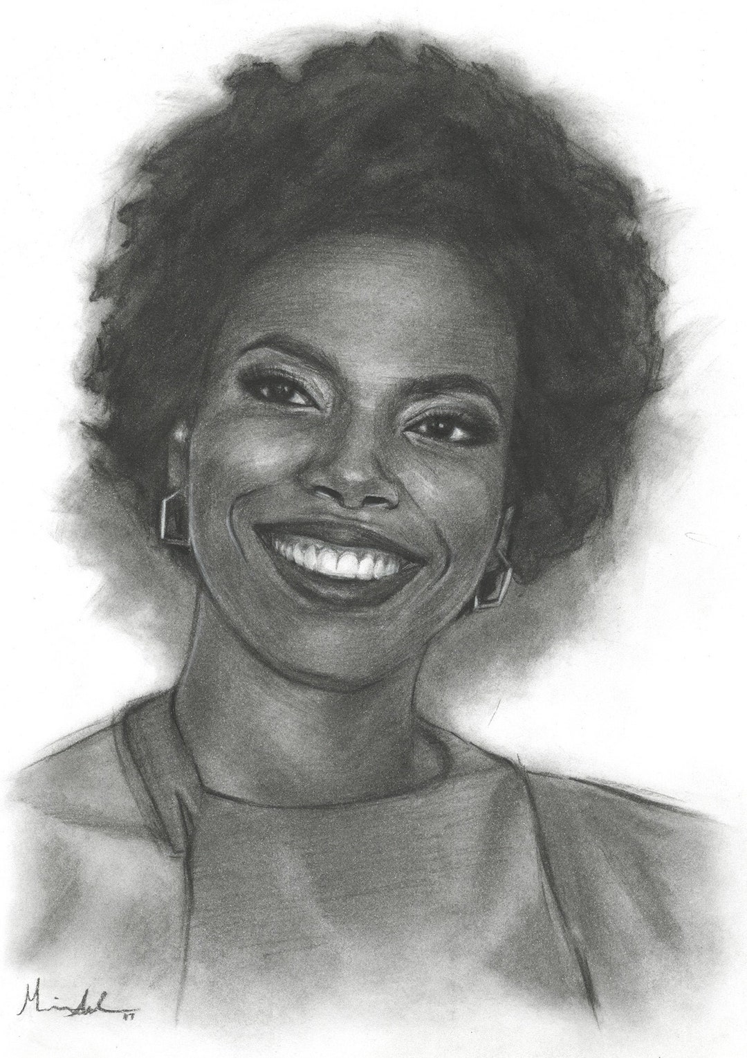 Sasheer - Original Charcoal Drawing - Etsy