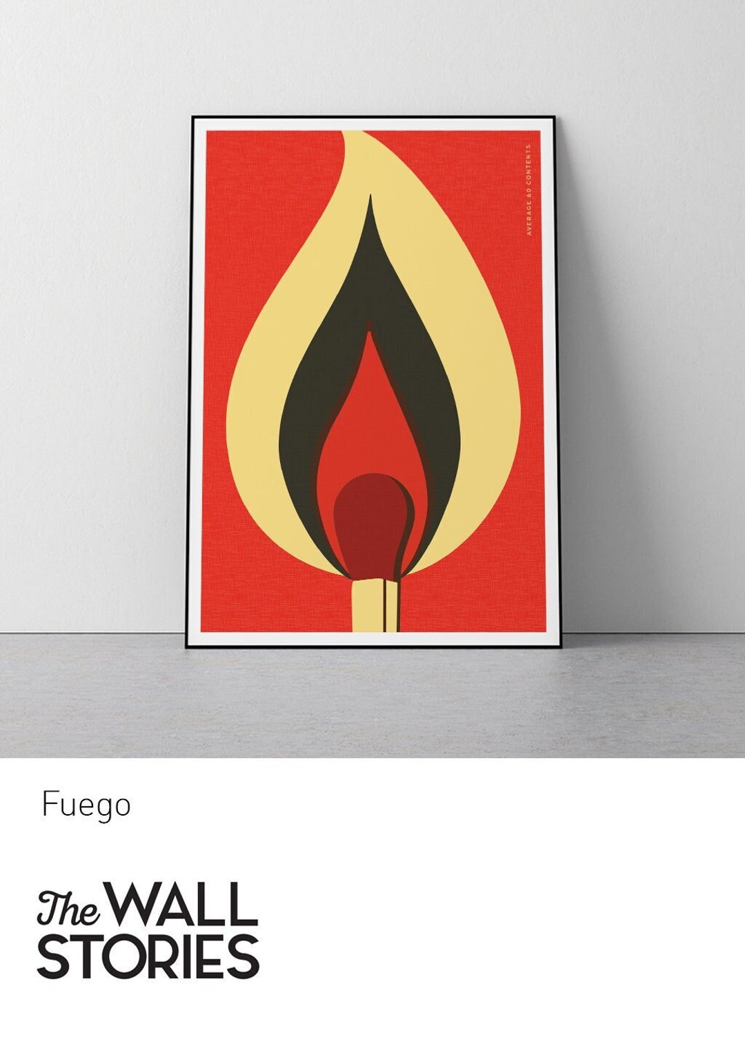 Fuego Fire Vintage Matchbox Label Love Mid Century Art - Etsy