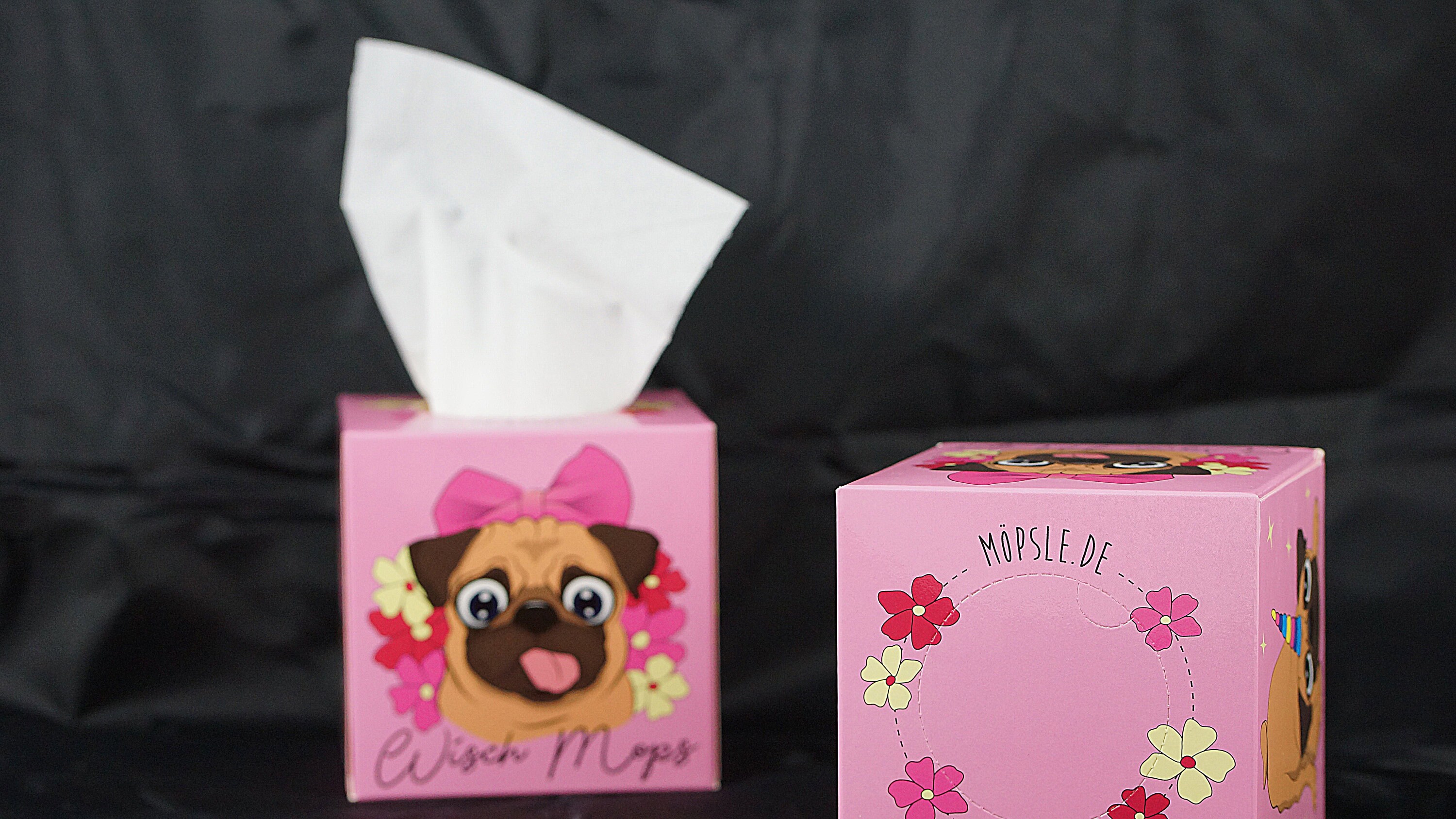6 Pieces Cosmetic Tissue Box wisch Mops Design by Möpsle Party Gift Dog ...