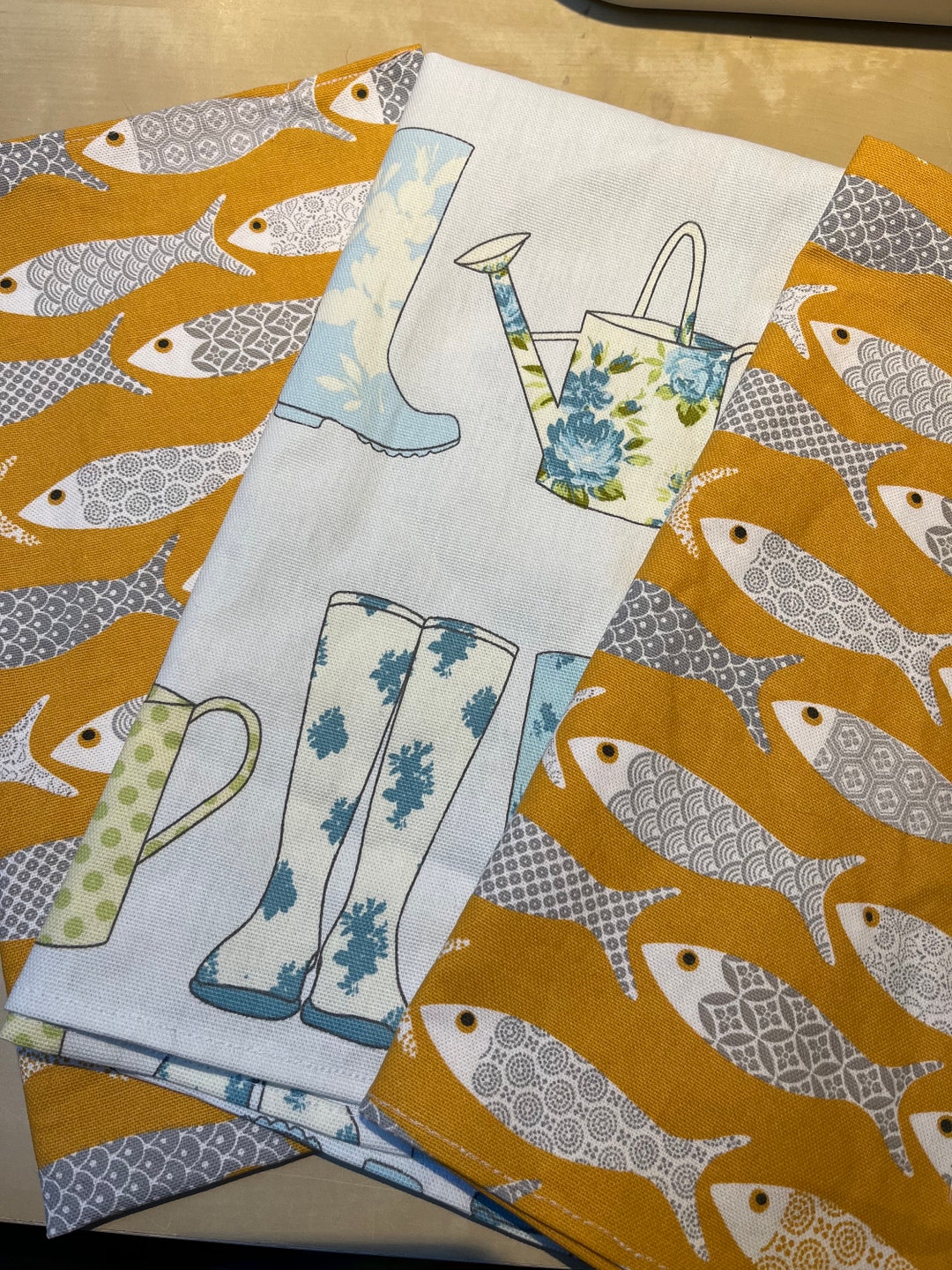Buy Set of Three Handmade Tea Towels/ Fabric Tea Towels Online in India ...