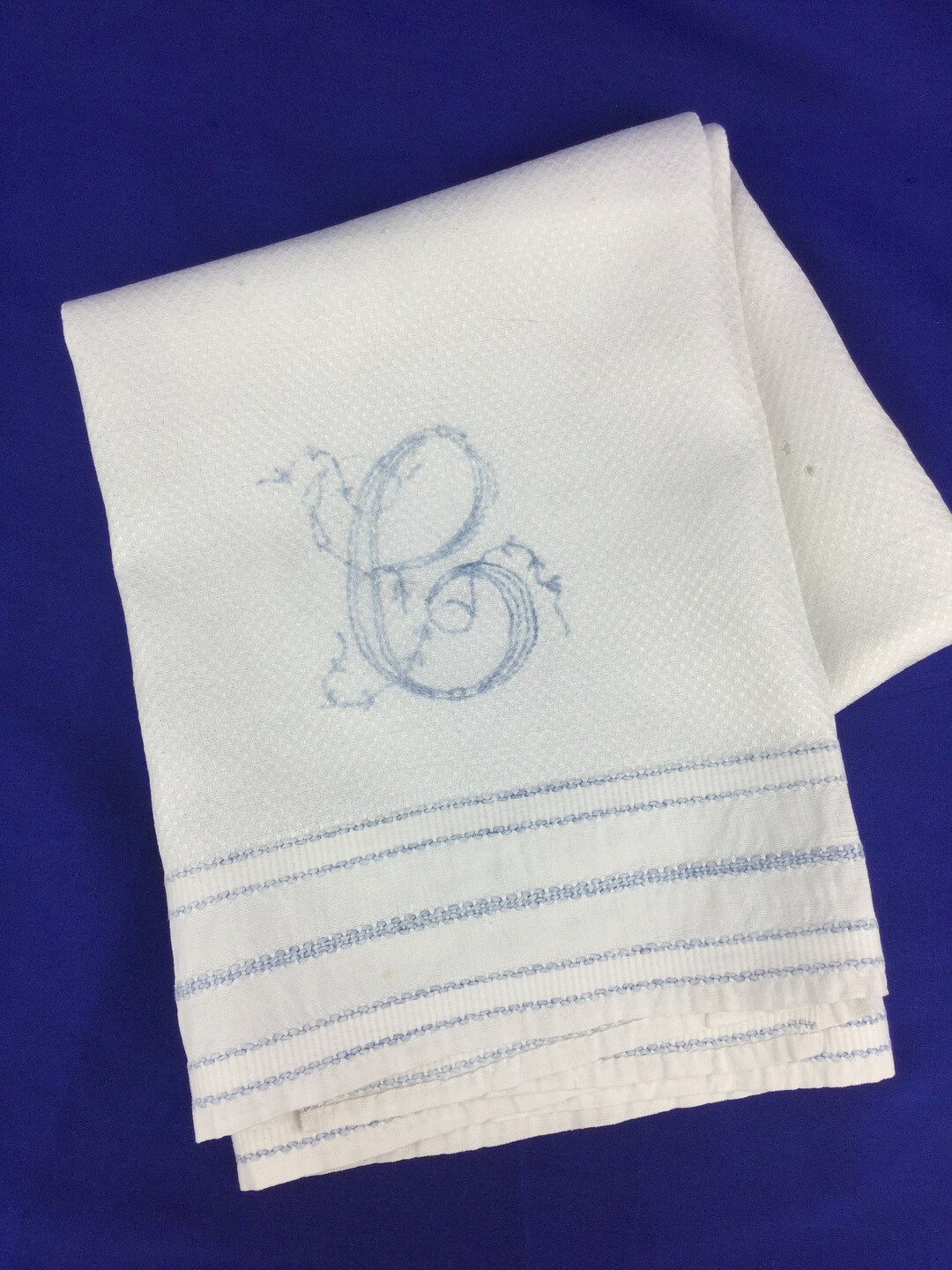 Vintage Huckaback Linen Bath Towel Monogrammed C - Etsy