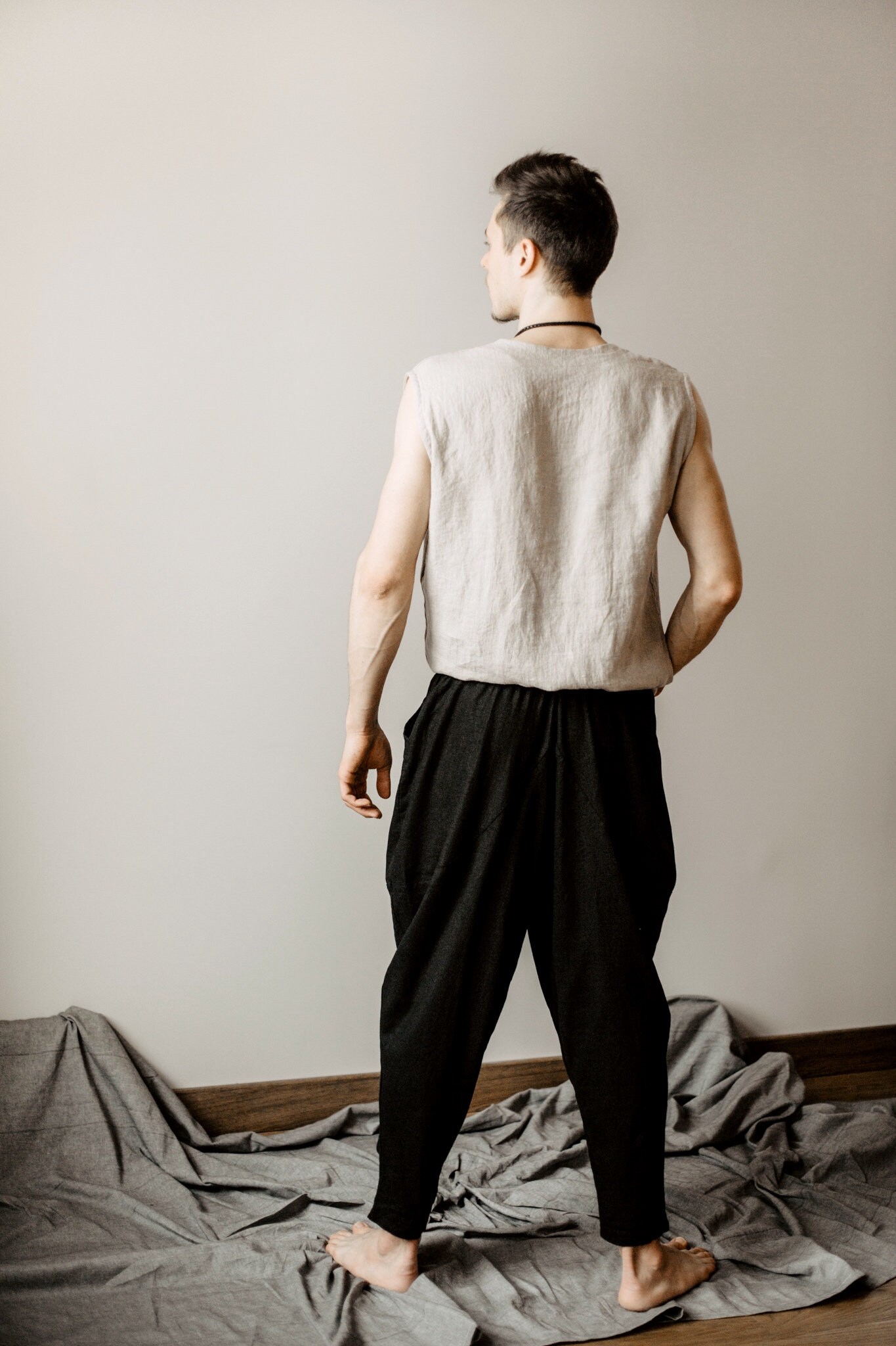 Linen Pants Mens Galife Trousers Linen Aladdin Pants - Yoga Pants ...