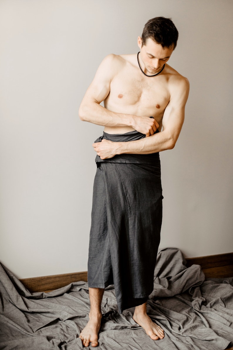 Longyi Mens Linen - Sarong Linen Dhoti - Indian Pants - Pareo ...