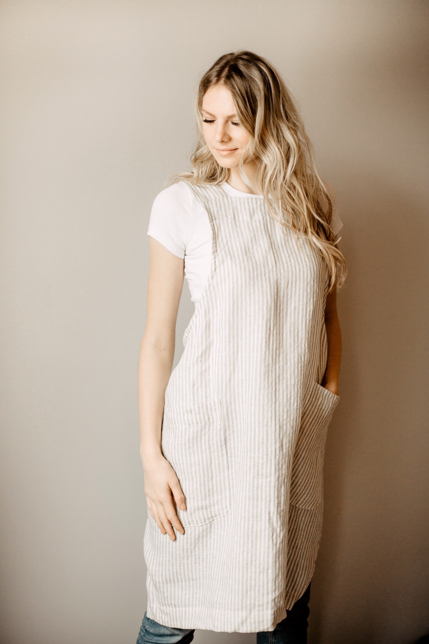 Linen Smock, Linen Apron, Linen Tunic Apron, Linen Pinafore , Deep ...