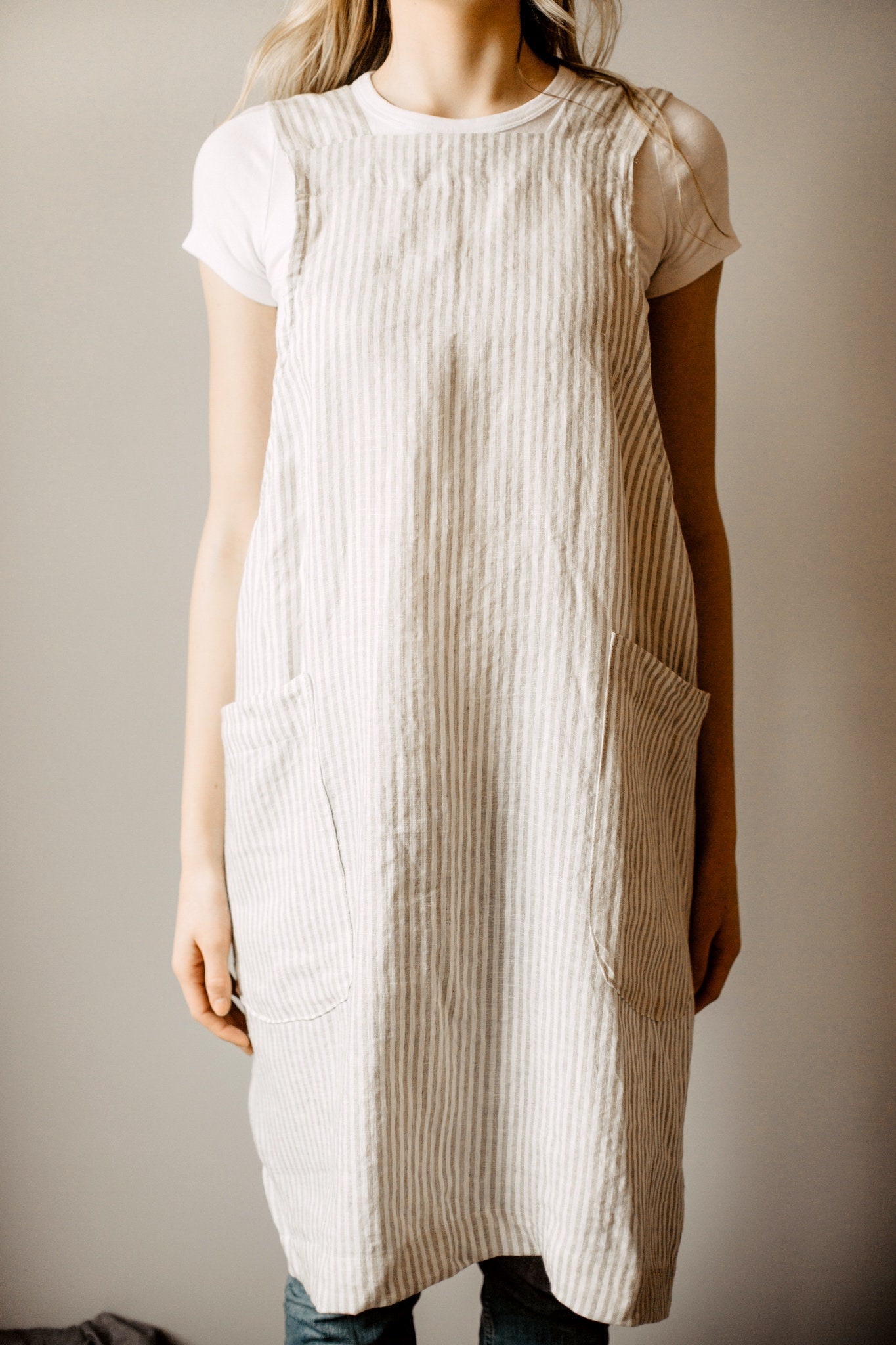 Linen Smock, Linen Apron, Linen Tunic Apron, Linen Pinafore , Deep ...