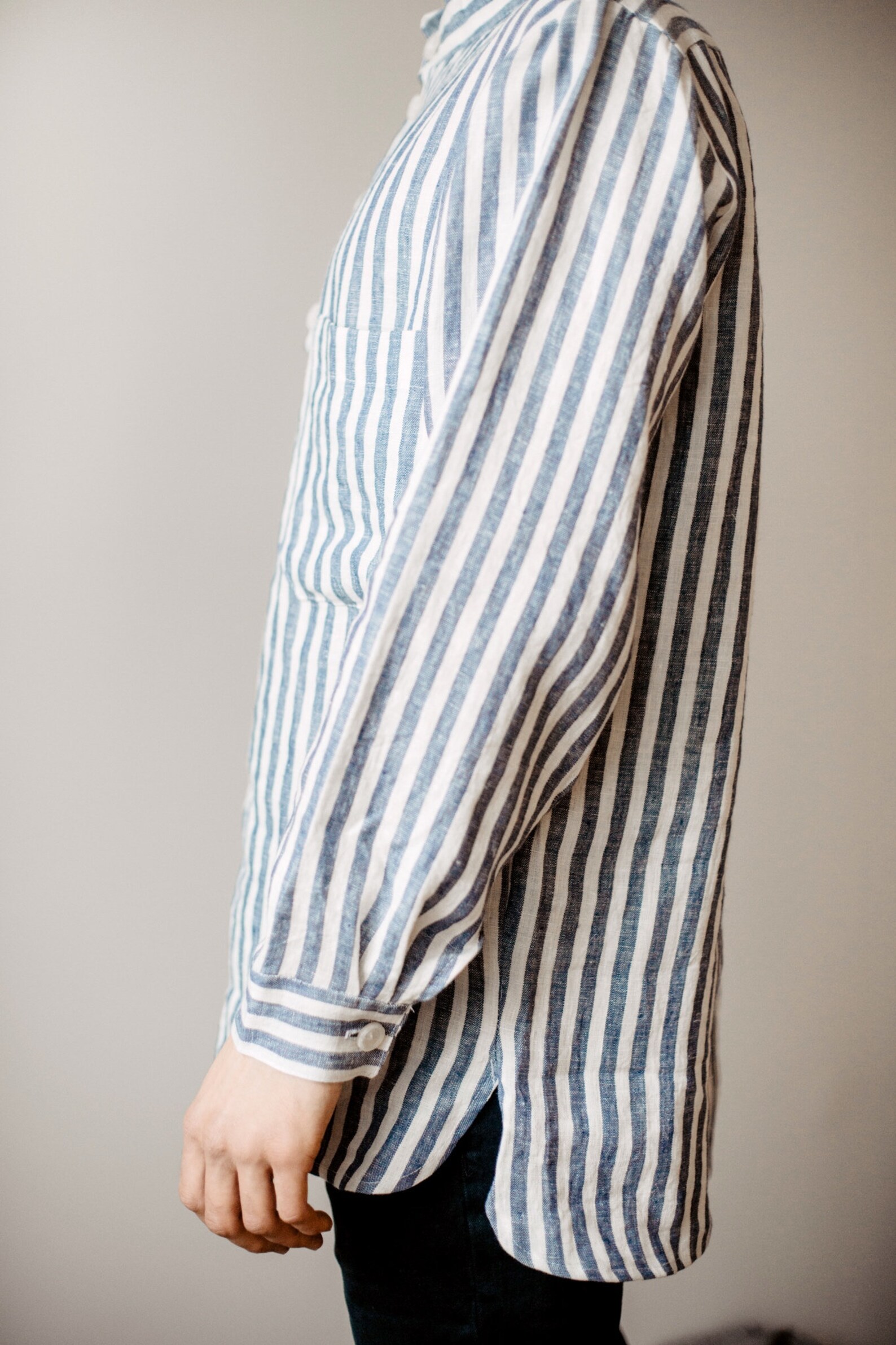 Mens Linen Shirt Mens No Collar Linen Shirt Men's Summer Shirt Long ...