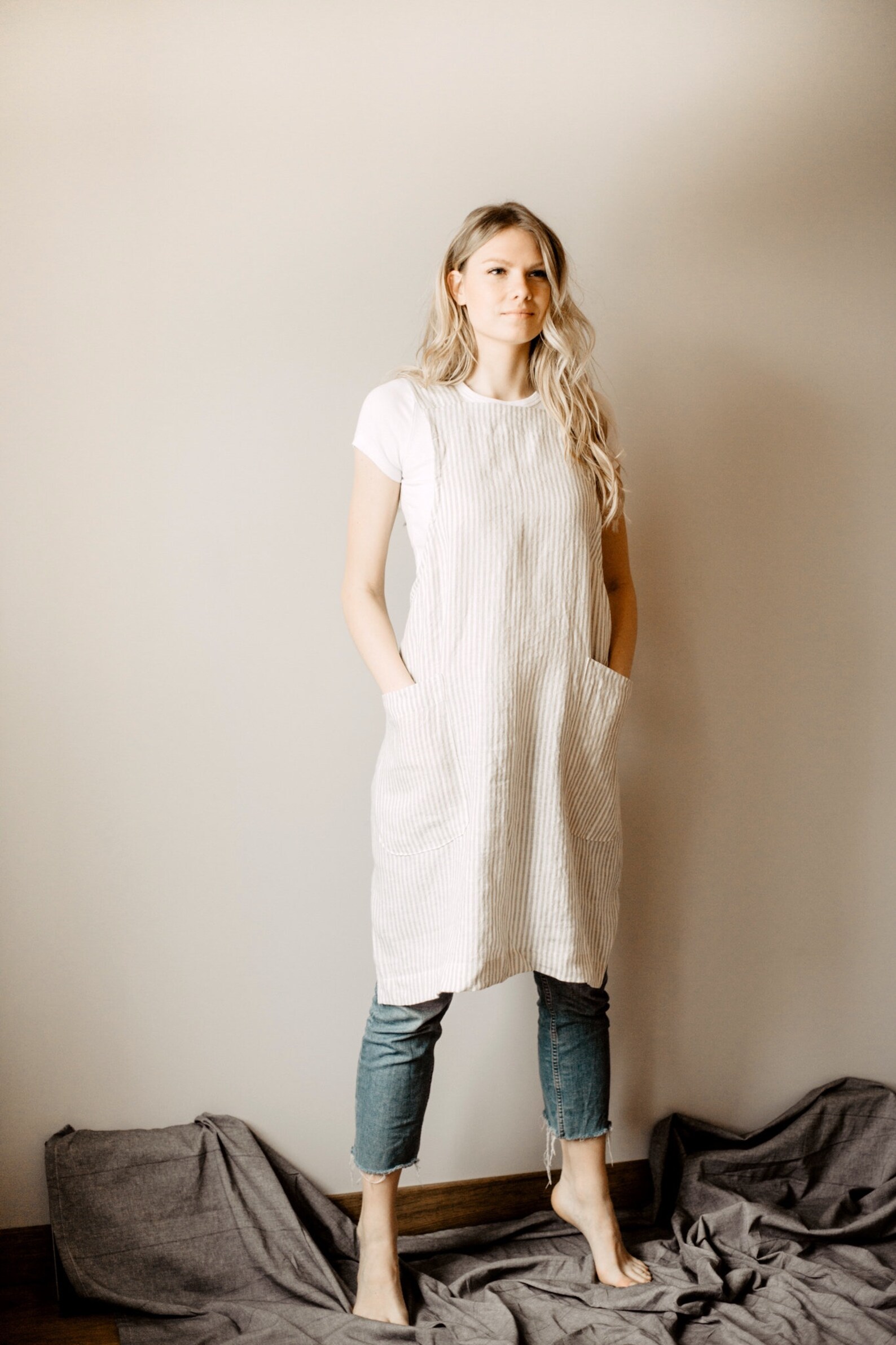 Linen Smock, Linen Apron, Linen Tunic Apron, Linen Pinafore , Deep ...
