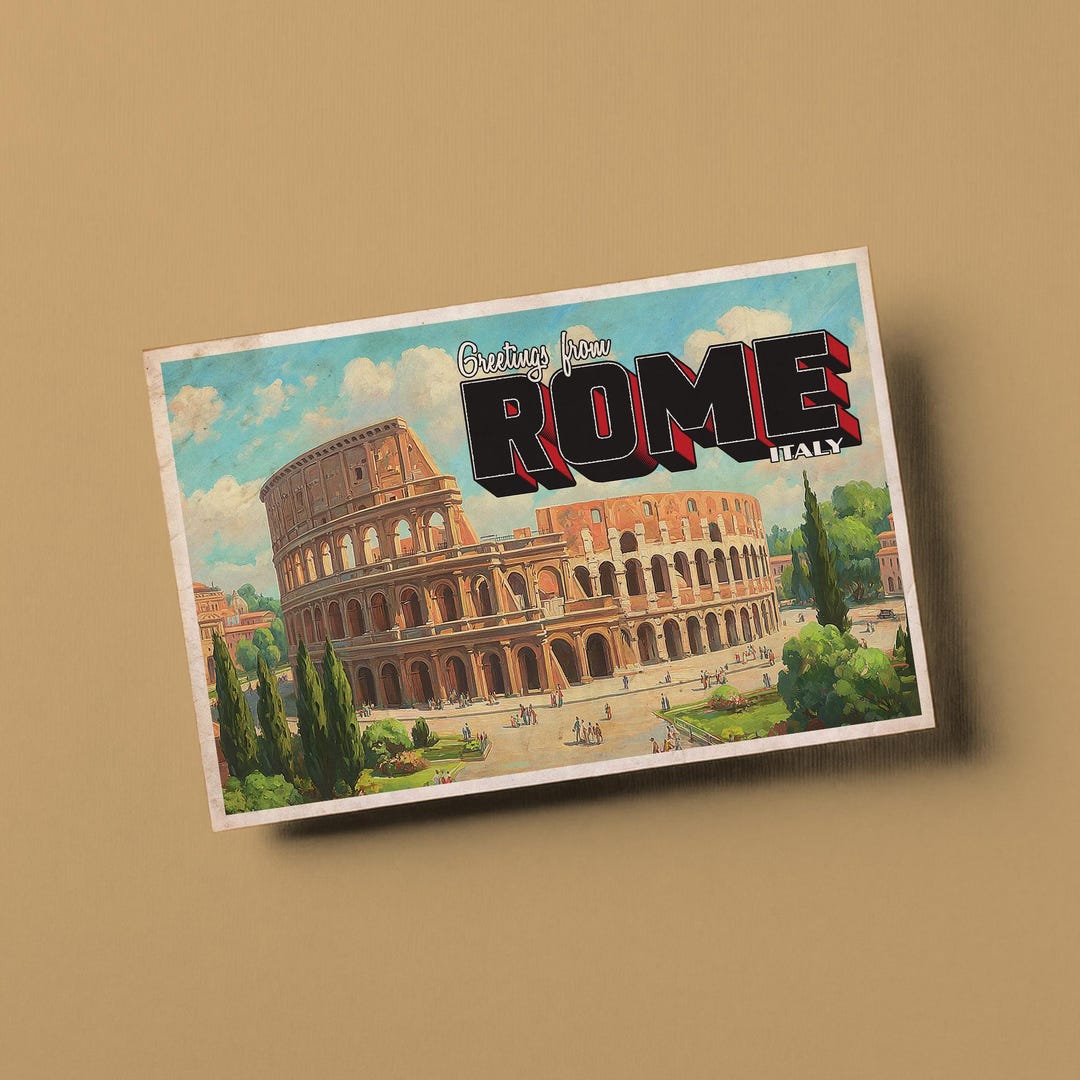 Rome Postcard - Greetings From Italy Post Card / Retro Art Gift for ...