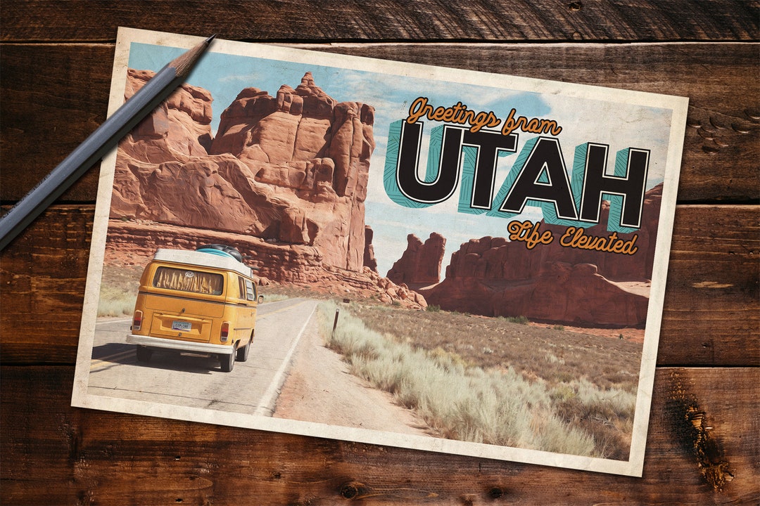 Vintage Style Postcard Greetings From Utah - Etsy