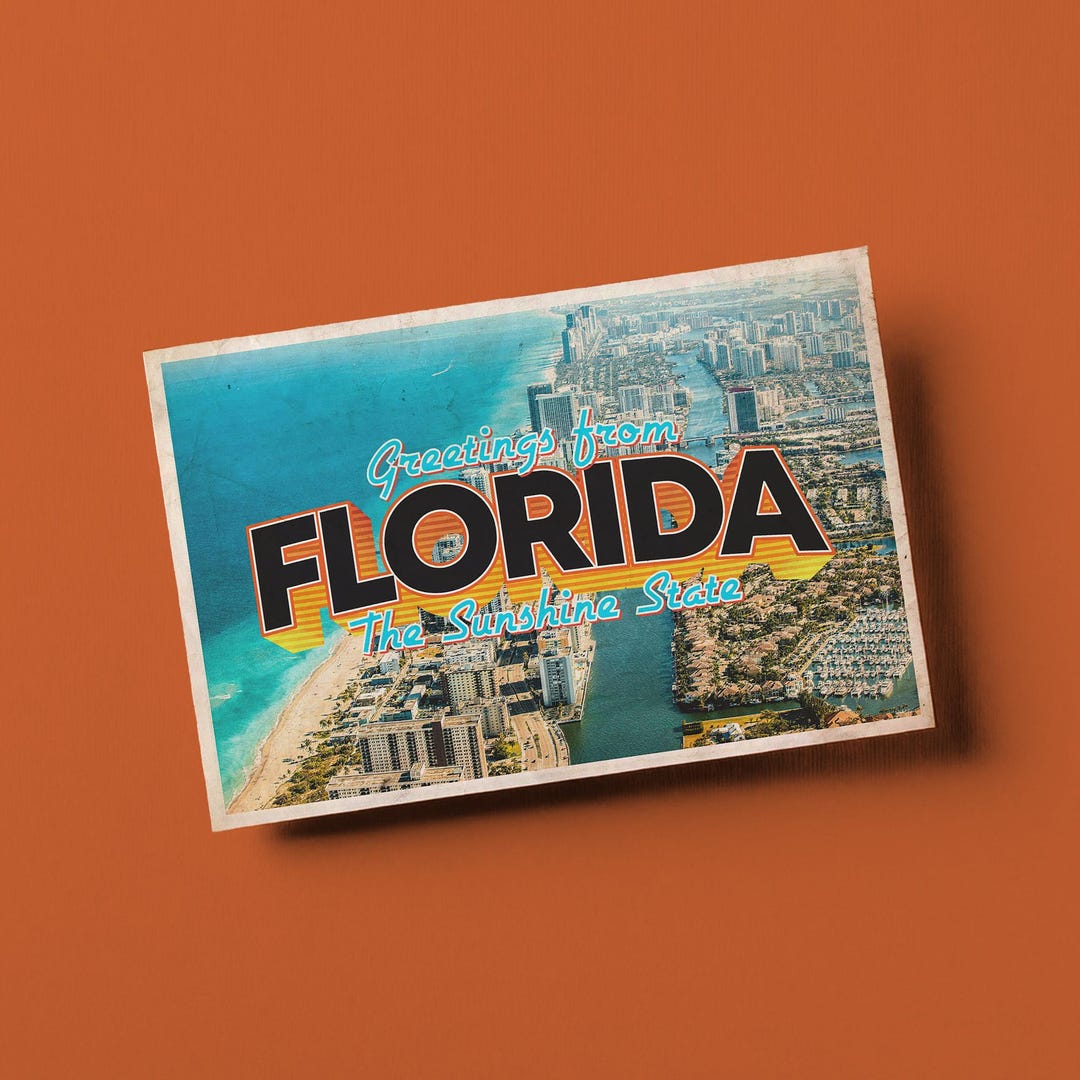 Vintage Style Postcard – Greetings From Florida - Etsy