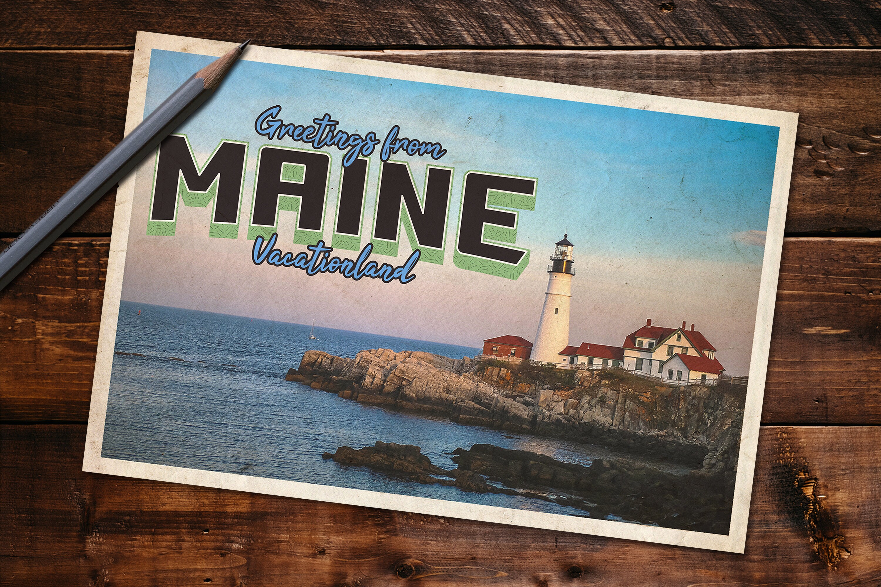 Vintage Style Postcard Greetings From Maine - Etsy
