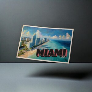 Greetings From Miami - Vintage Style Travel Postcard - Etsy
