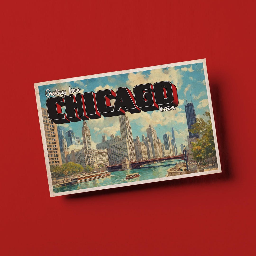 Greetings From Chicago - Vintage Style Travel Postcard - Etsy