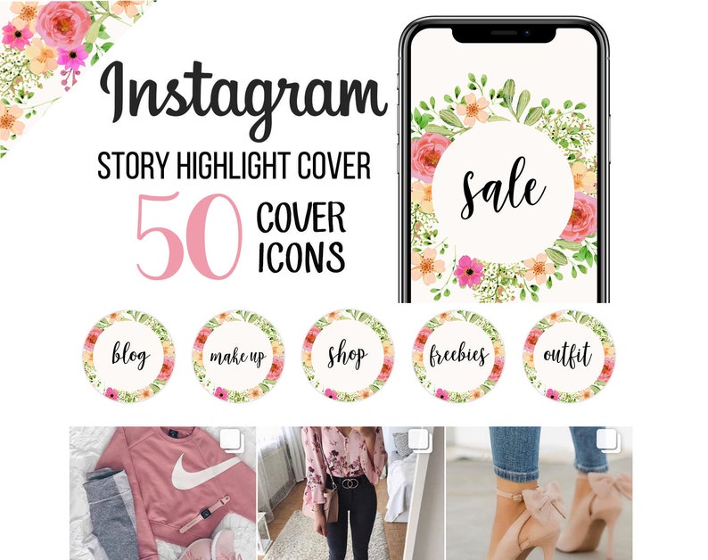 Instagram Story Highlight Floral Insta Story Floral Icons - Etsy