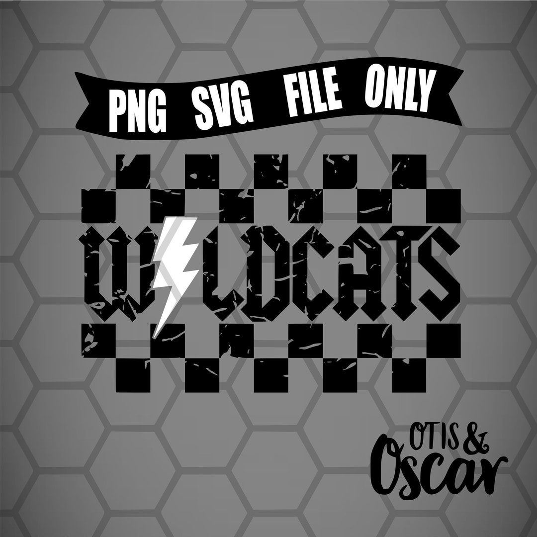 Wildcats High School SVG Wildcat Checker Lightning - Etsy