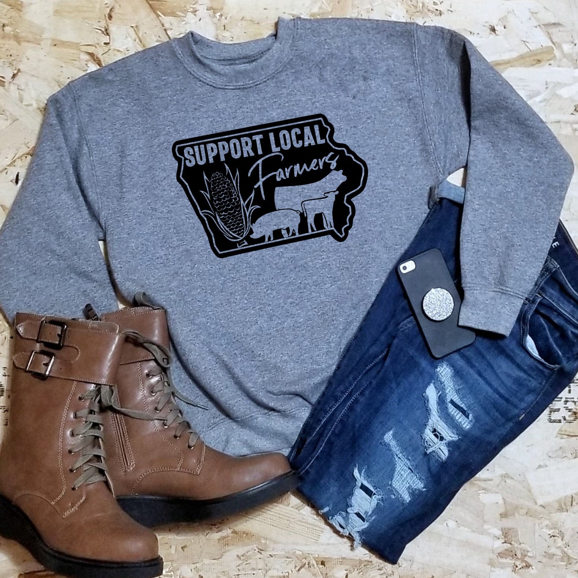 Iowa SVG Support Your Local Farmer PNG - Etsy