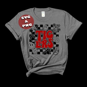 Tiger Check Tigers School Shirt Design SVG PNG Checker Lightning Trendy ...
