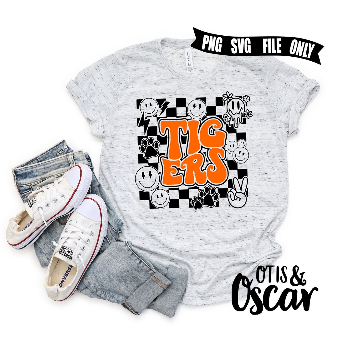 Tiger Check Tigers School Shirt Design SVG PNG Checker Lightning Trendy ...