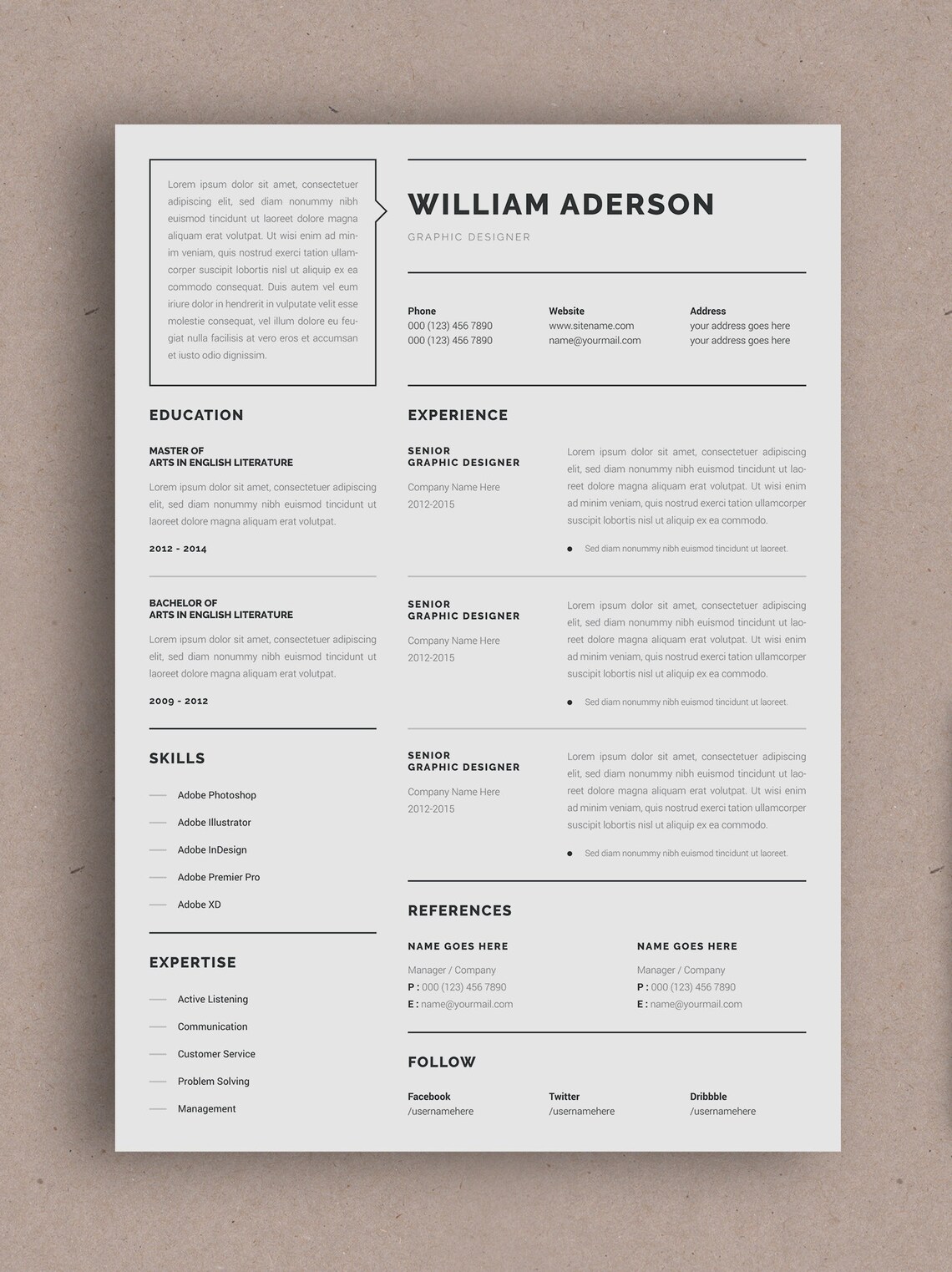 Google Docs Resume Template, Cover Letter and Portfolio Template - Etsy