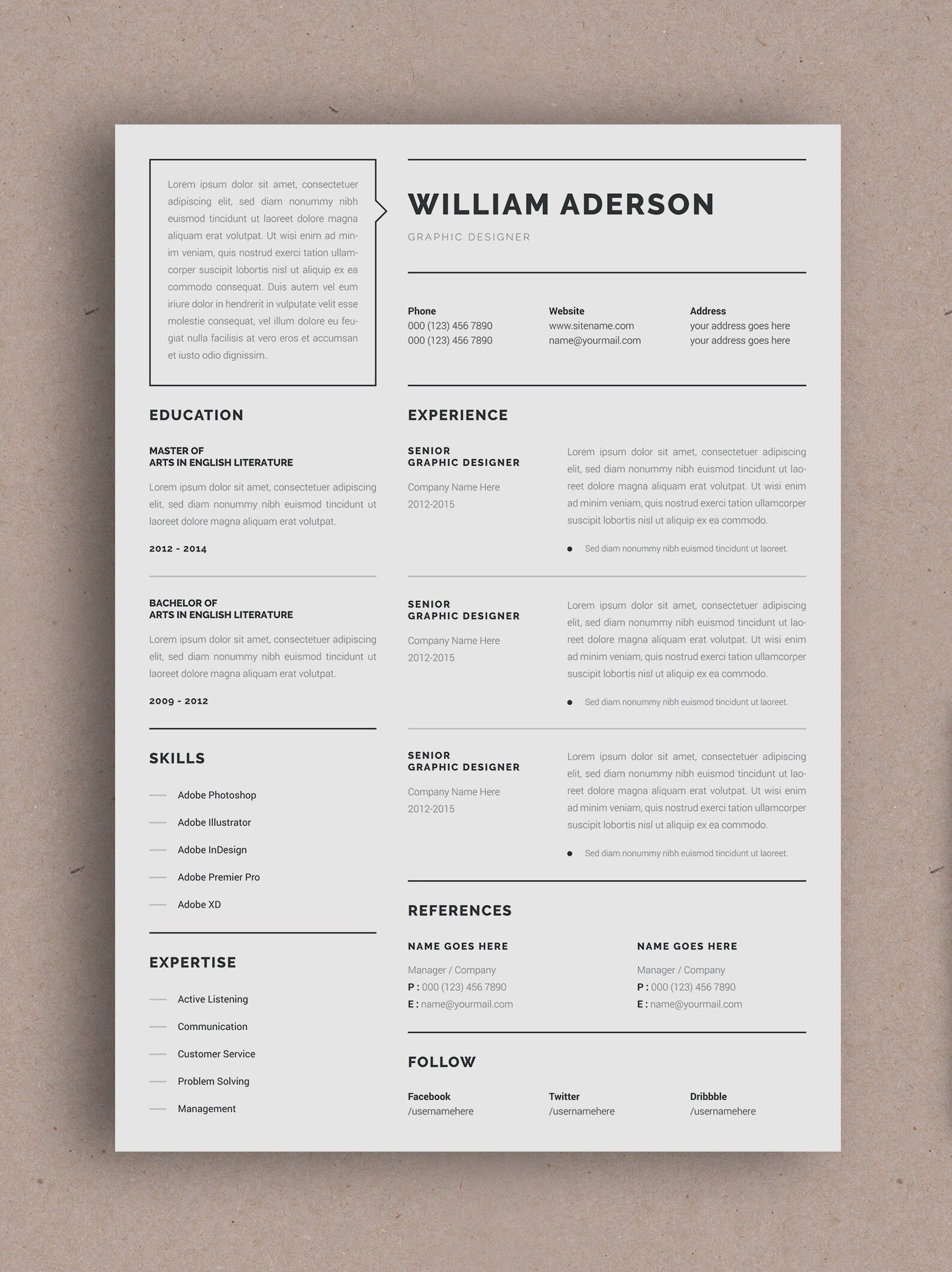 Google Docs Resume Template, Cover Letter and Portfolio Template - Etsy
