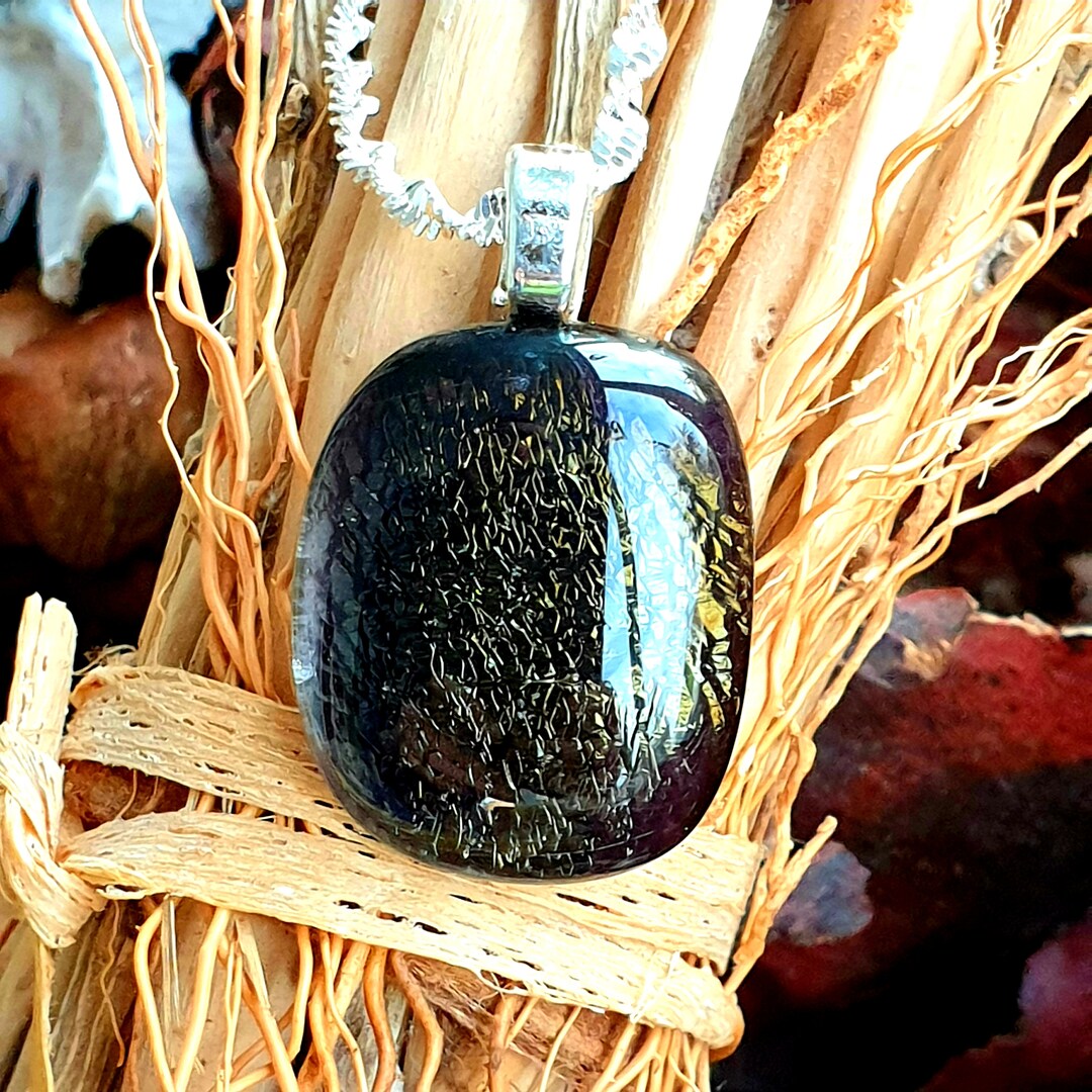 Bronze Effect Fused Glass Pendant - Etsy