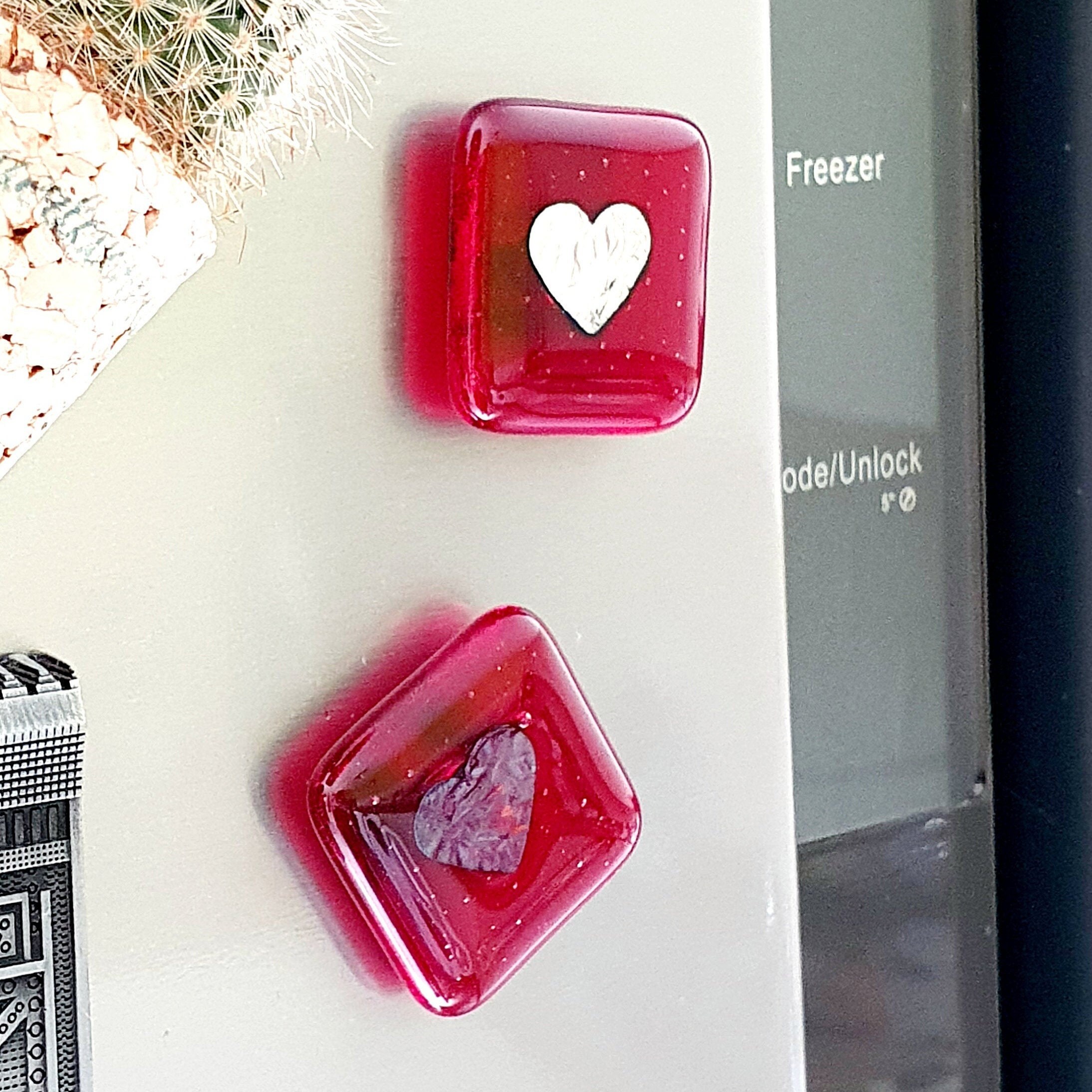 Heart Fridge Magnet Heart in Red Glass Magnet Choice of - Etsy UK