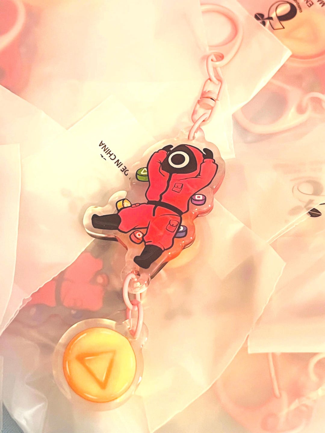 Squid Games Keychain: Dalgona Candy & Guard, Double Sided - Etsy